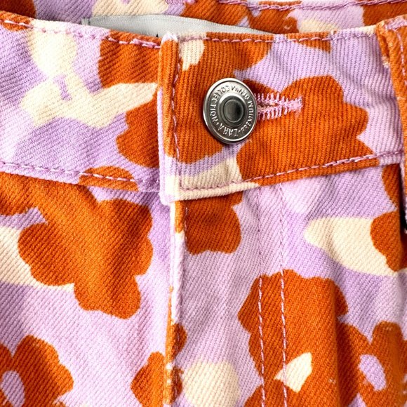 Zara | Shorts | Zara Shorts Womens 28 Purple Orange Poppy Floral 9s ...